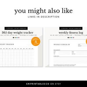 Body Measurement Tracker, Printable Measurement Log, Weight Tracker ...