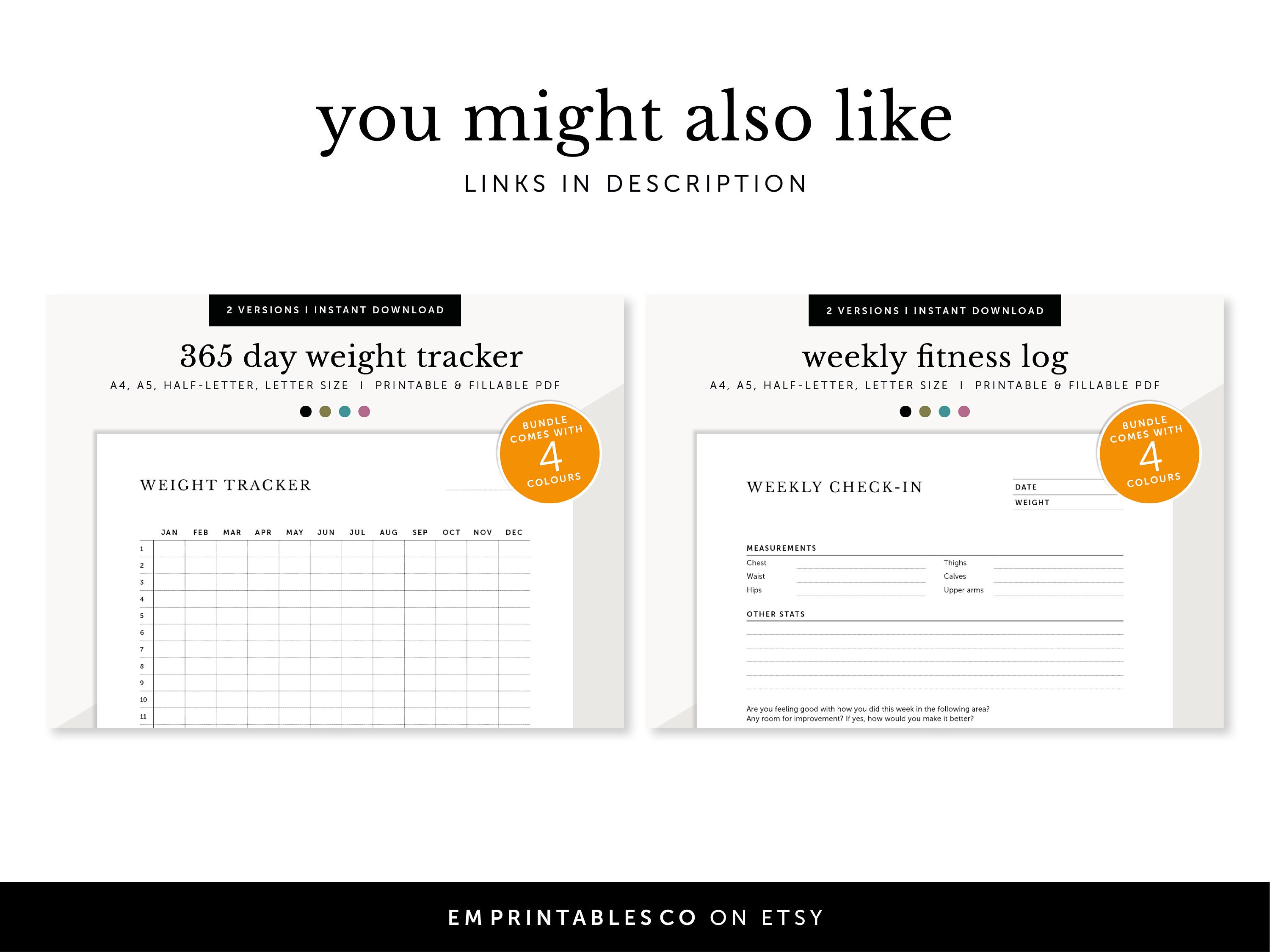 Body Measurement Tracker, Printable Measurement Log, Weight Tracker ...