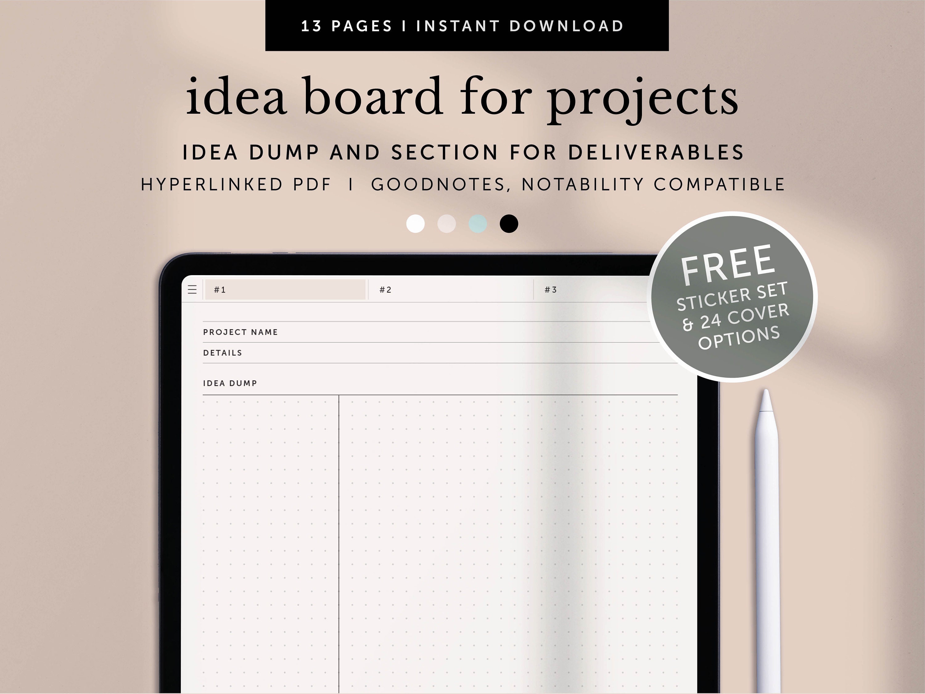 Digital Project Board, Digital Brain Dump, Digital Brainstorming Template, Work Planner ...