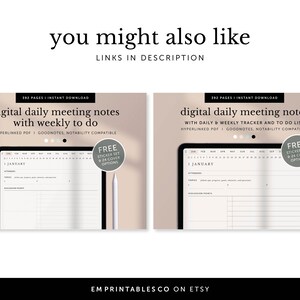 Digital Daily Meeting Notes Template, Digital Monthly Dashboard, Weekly ...