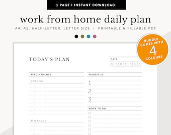 Work From Home Planner Printable - Etsy