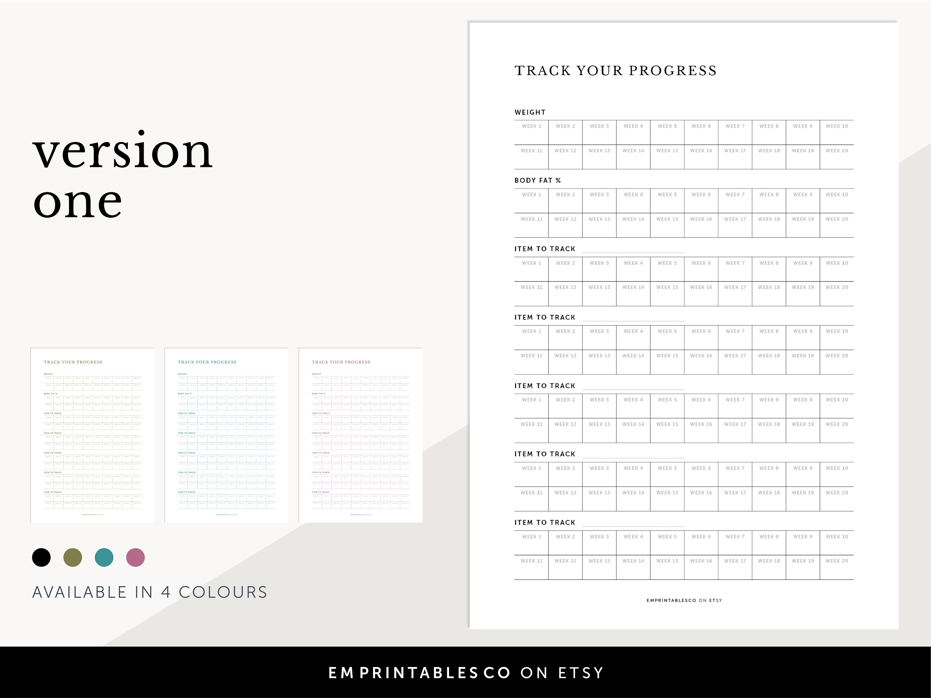 20-week Progress Tracker, Workout Tracker, Fitness Tracker, Weight ...