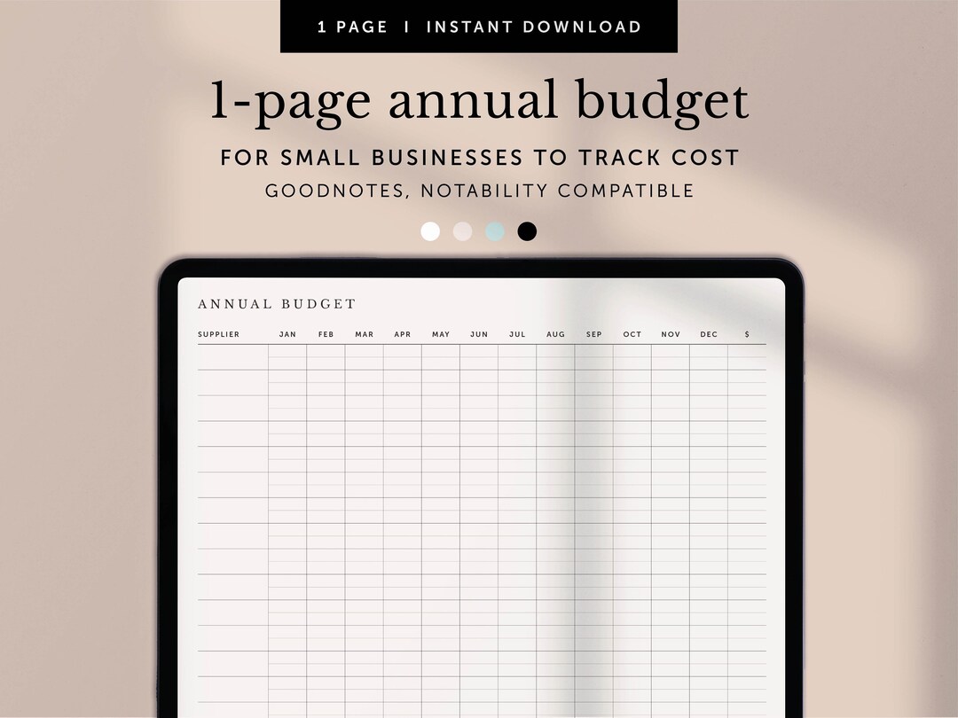 Digital Business Annual Budget Template, 1-page Budget and Cost Planner ...