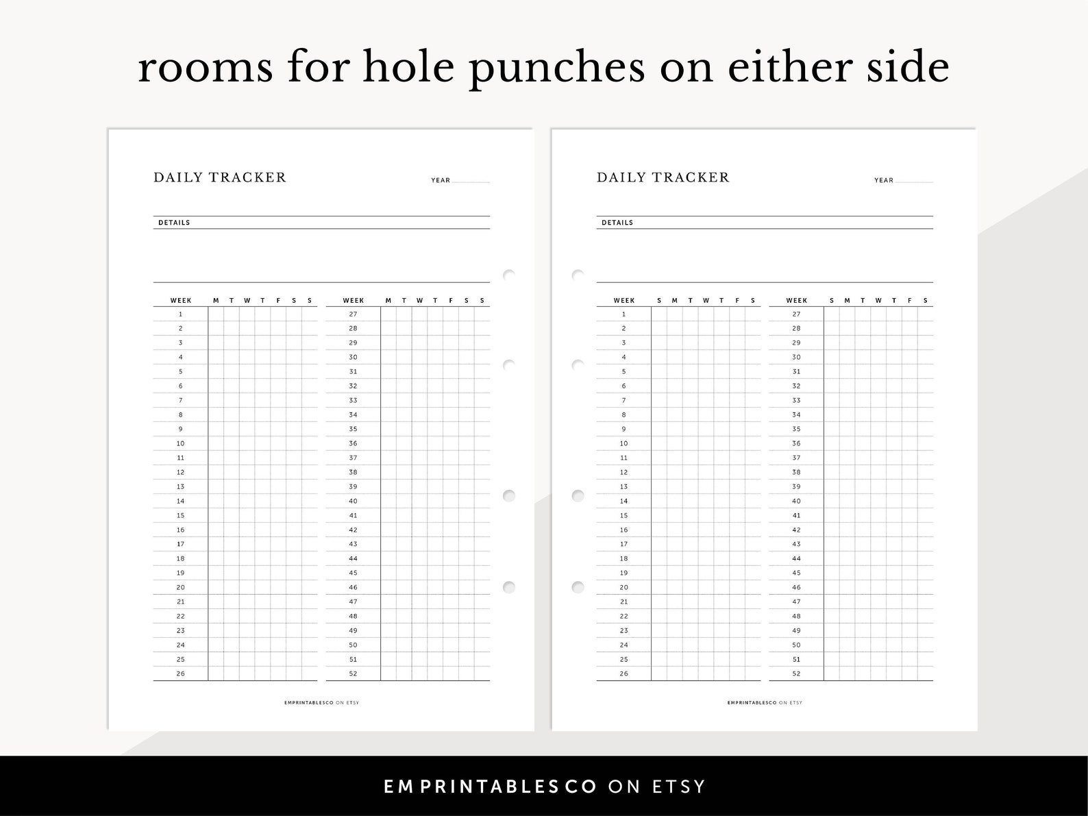 52 Week Daily Tracker, Year Habit Tracker, Routine Checklist, to Do ...