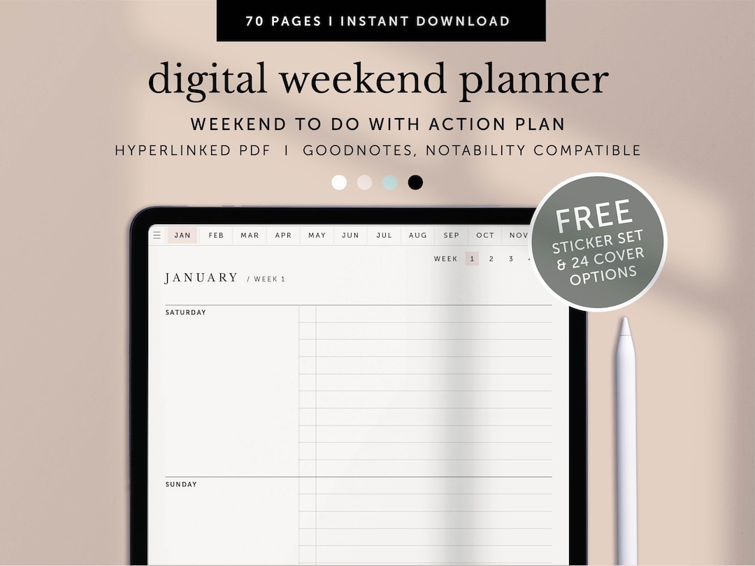Digital Weekend Planner With Checklist, Weekend to Do With Action Plan ...