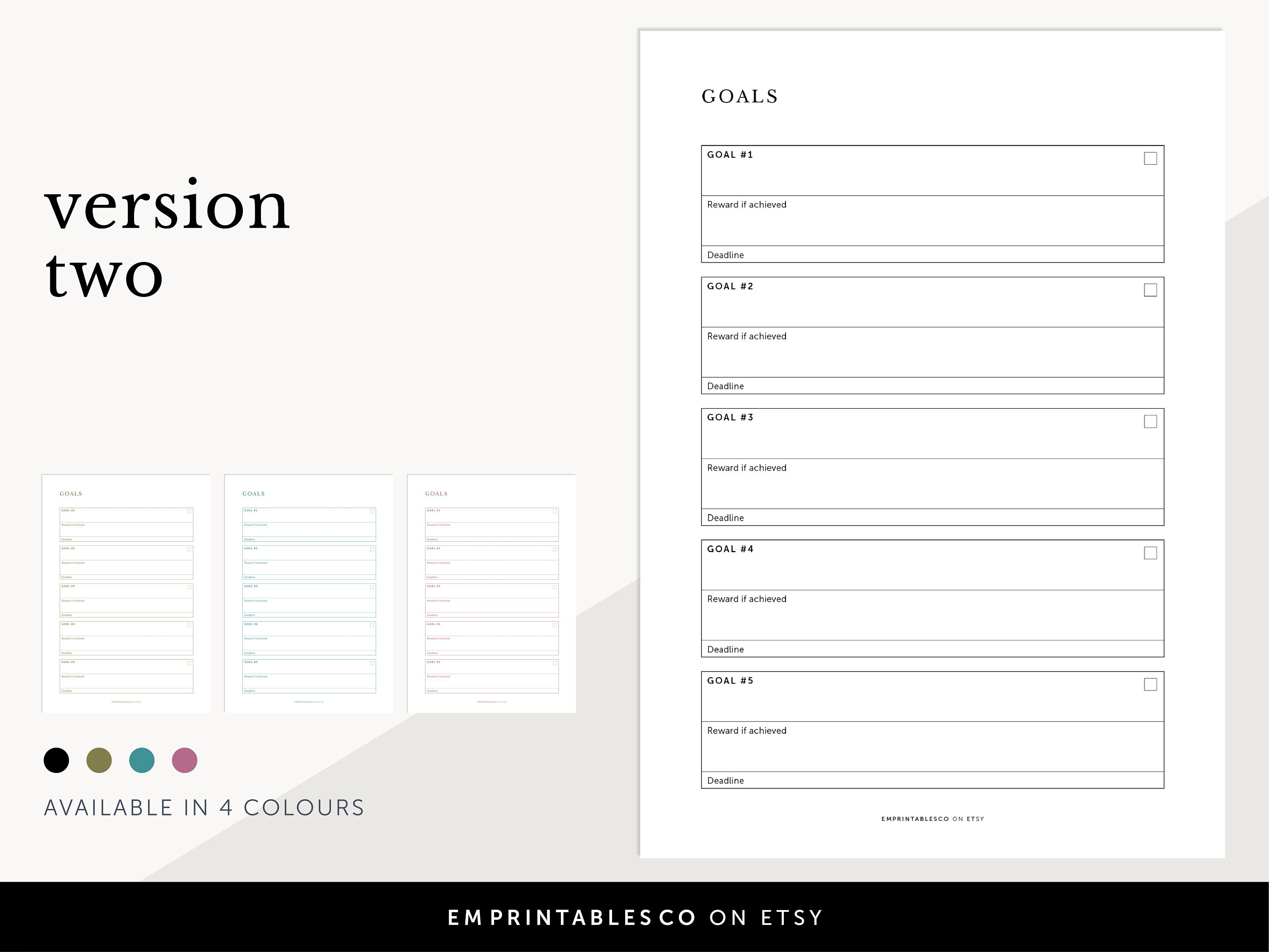 Goal Planner, Goal Setting Tool, Goals Template, Goals Overview ...