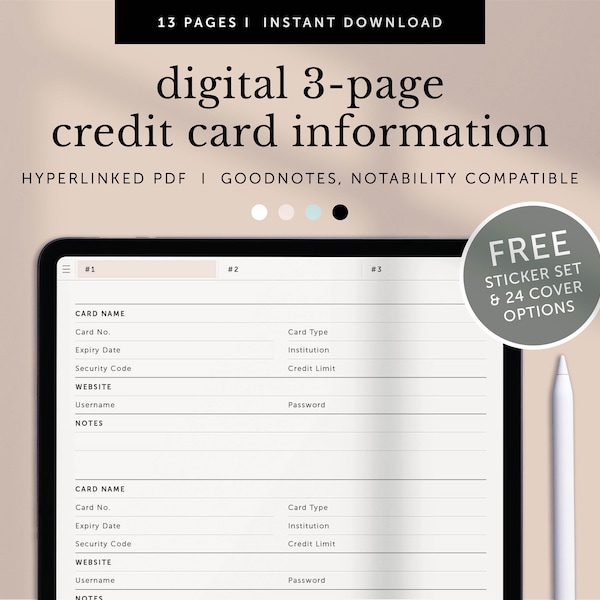 Credit Card Log - Etsy