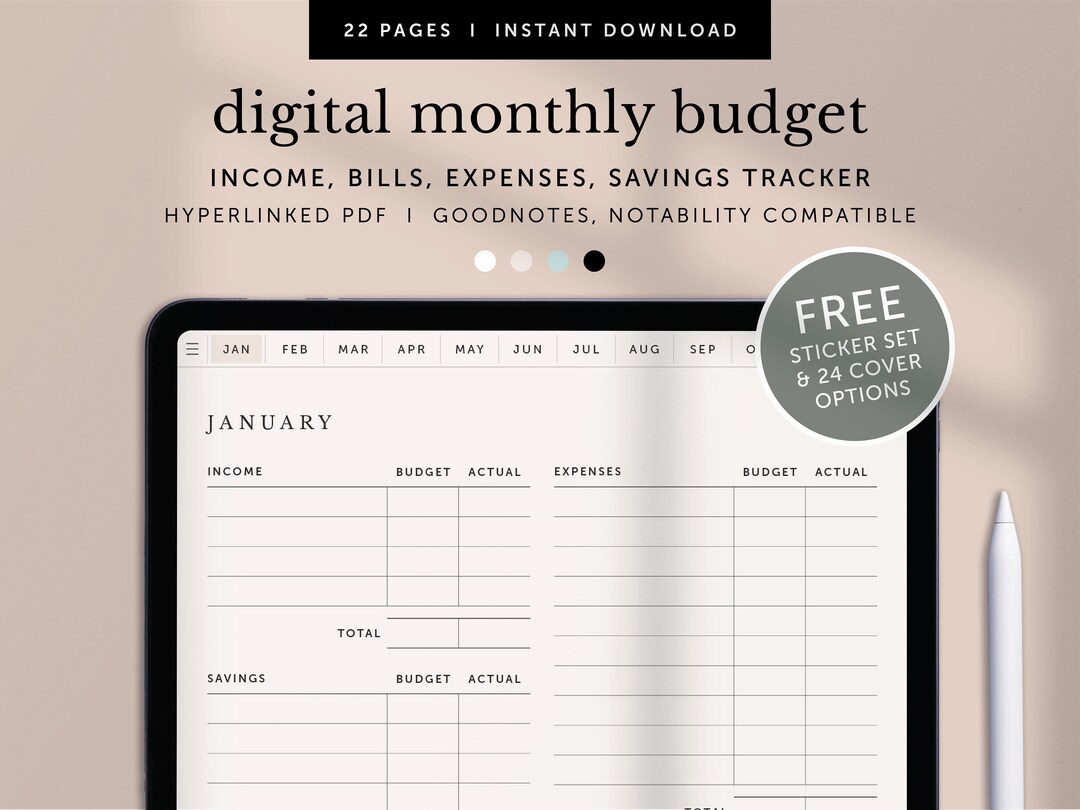 Digital Monthly Budget Planner, Income & Expenses Tracker, Financial ...