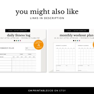 Monthly Workout and Meal Planner, Monthly Health Planner, Fitness and ...