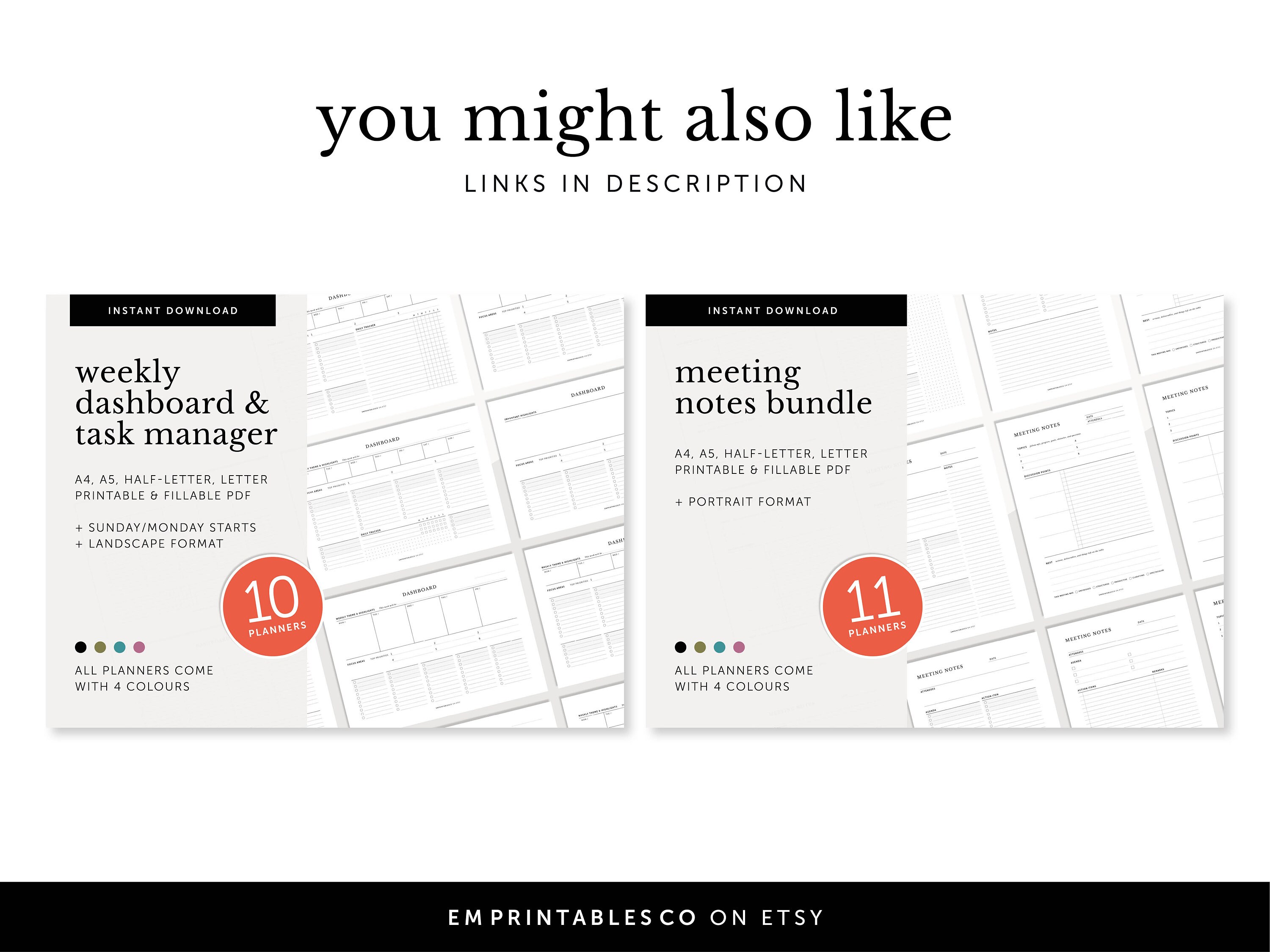 Monthly Highlights, Monthly Overview, Weekly Tracker, Monthly Project ...