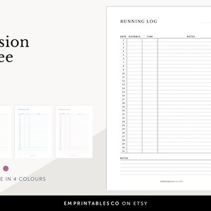 30 Day Running Log, Monthly Running Log, Running Journal, Monthly Run ...