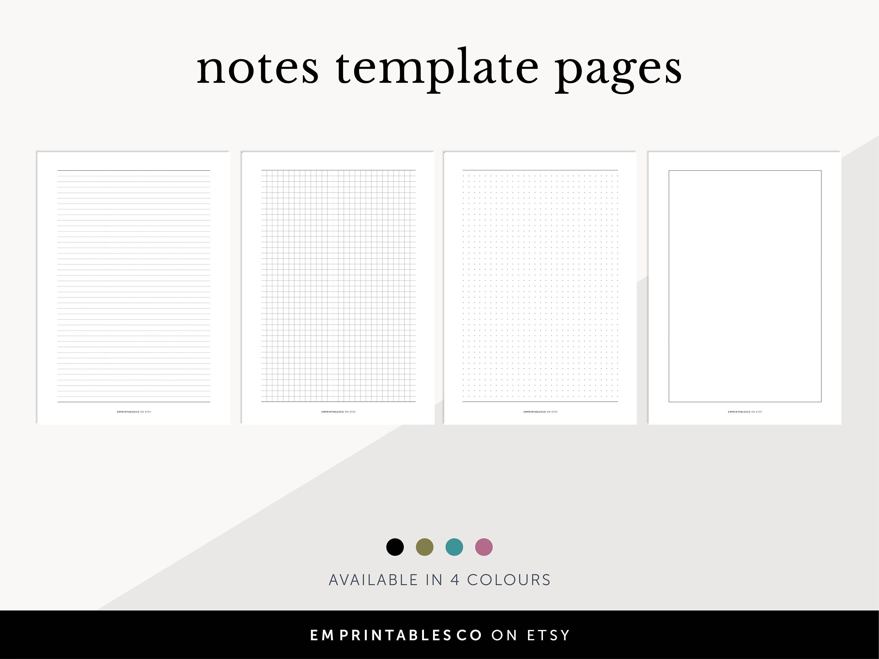 Lined Notes Template, Dot Grid Paper, Grid Notepad, Blank Notes ...