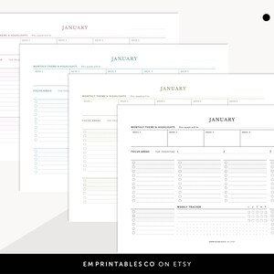 Monthly Highlights, Monthly Overview, Weekly Tracker, Monthly Project ...