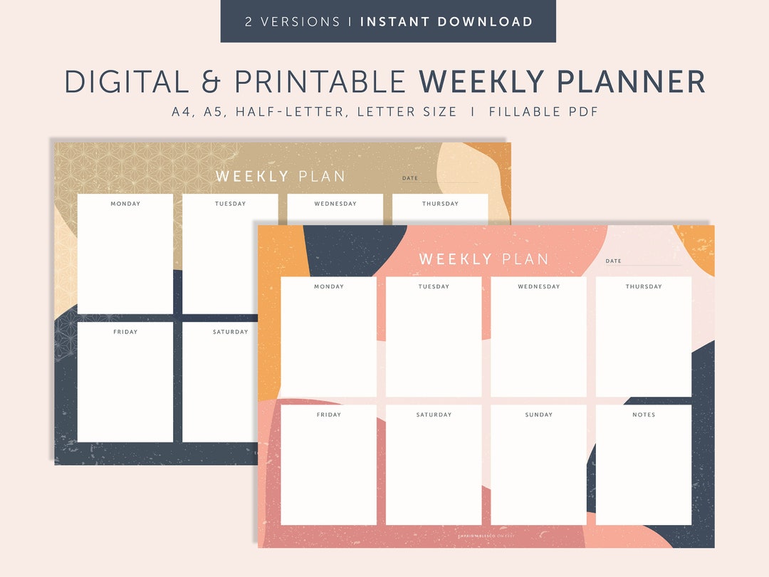 Graphic Pattern Weekly Planner, Printable & Digital Planner, Planner ...