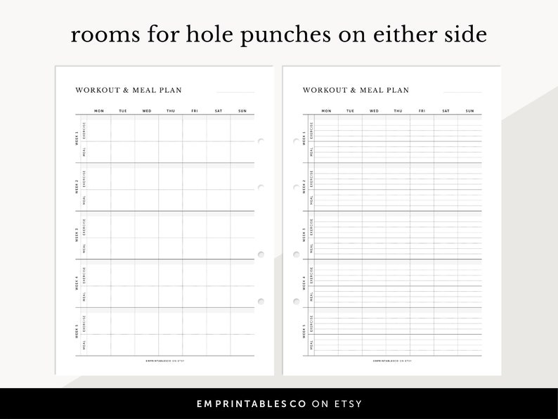 Monthly Workout and Meal Planner, Wellness Planner, Monthly Fitness and ...