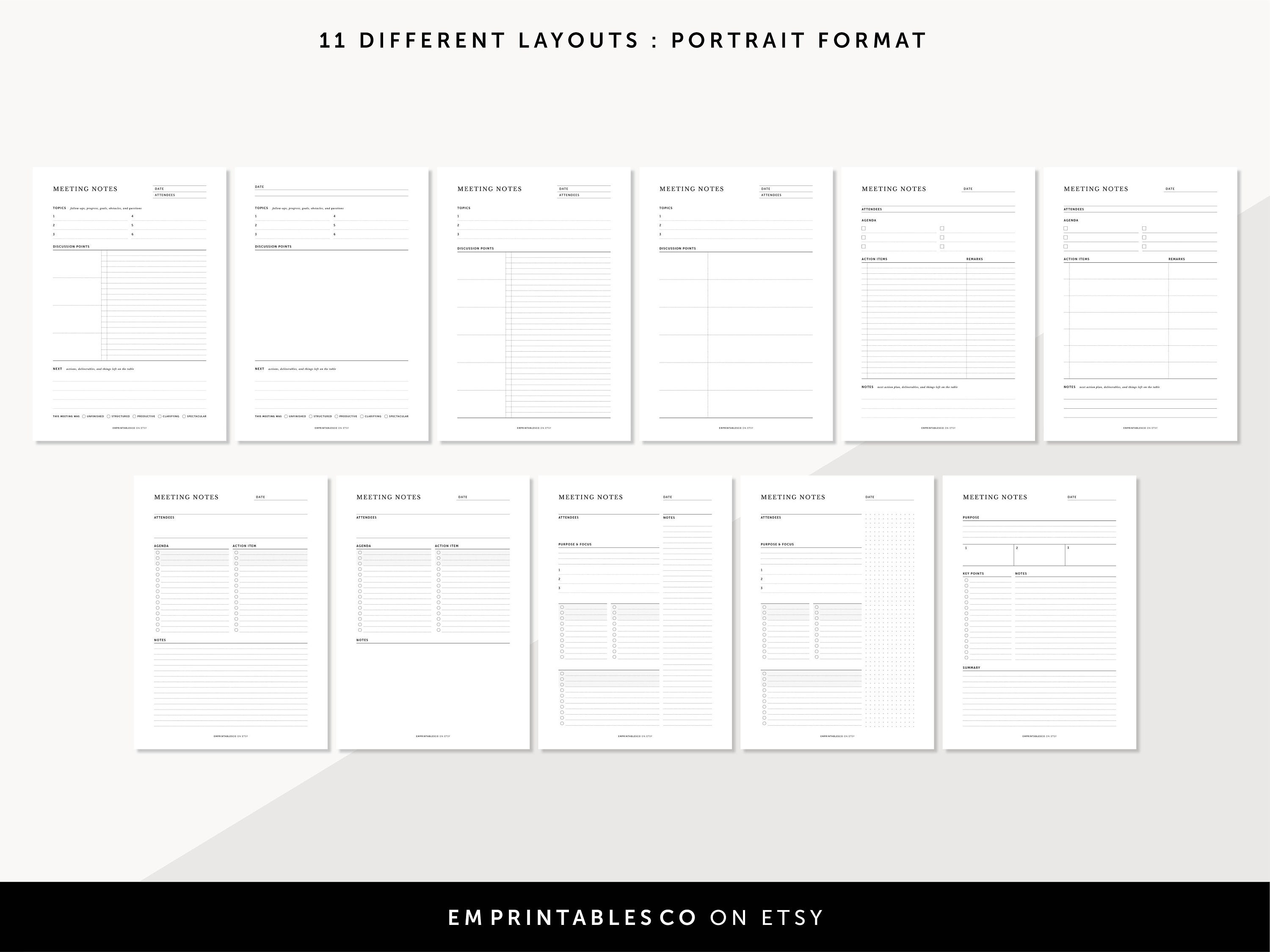 Meeting Notes Templates Bundle, Project Notes Bundle, Meeting ...