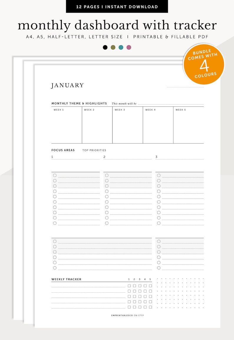 Monthly Dashboard Portrait, Monthly Highlights, Monthly Overview ...
