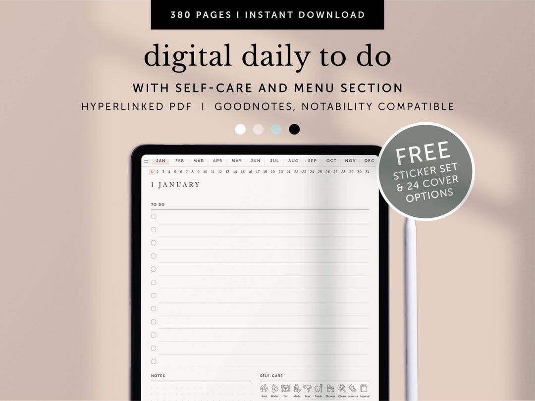 Digital Daily to Do With Wellness and Menu Planner, Daily Lifestyle ...