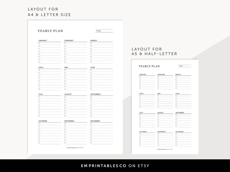 Yearly to Do List, Yearly Checklist, Yearly Tasks, Yearly Goals, Yearly ...