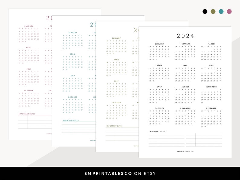 Calendario 2024 con notas Calendario de pared 2024 Fechas - Etsy México