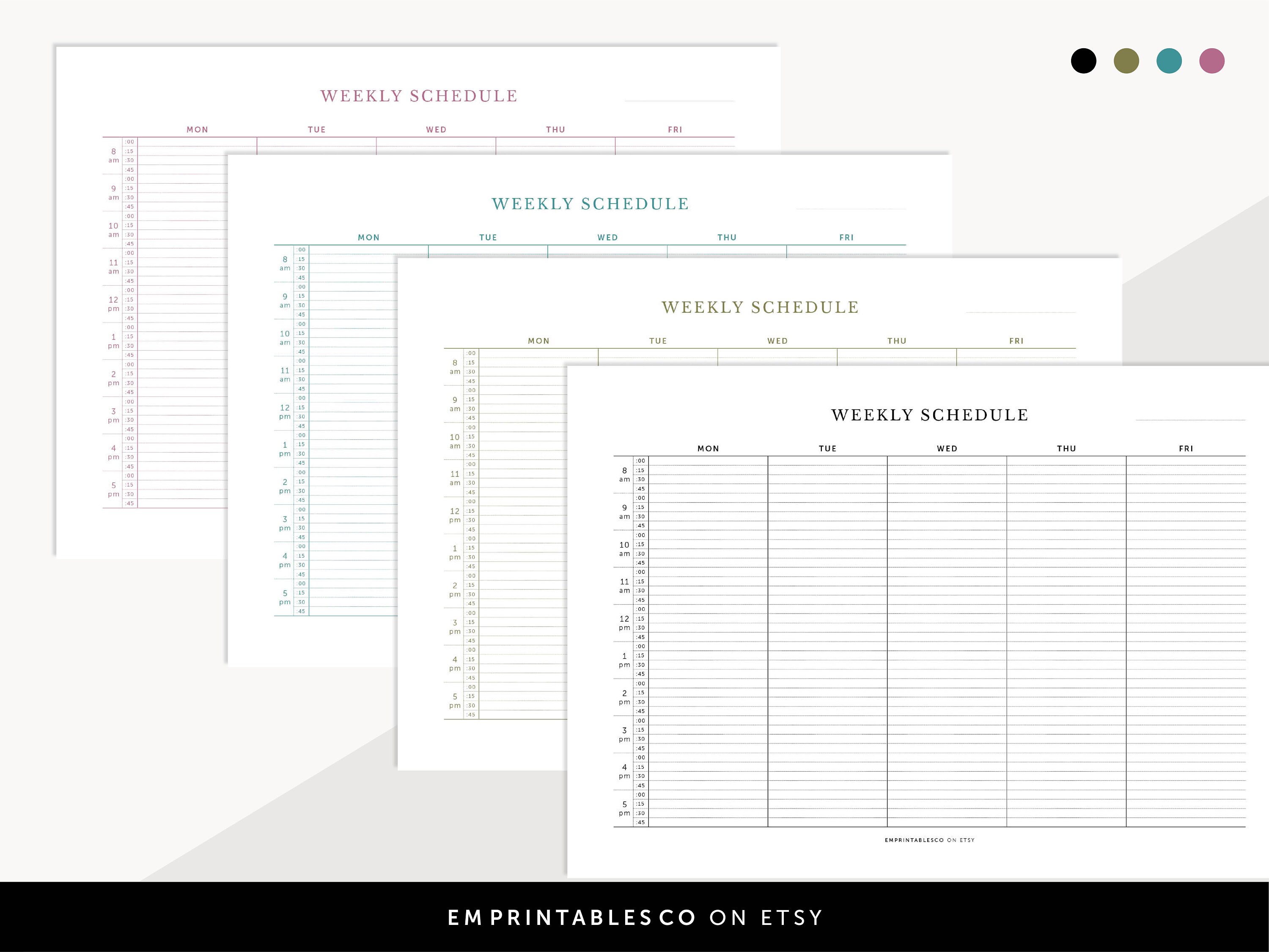Weekday Schedule Landscape, 8am-6pm, 15 Minutes Interval, Meeting ...