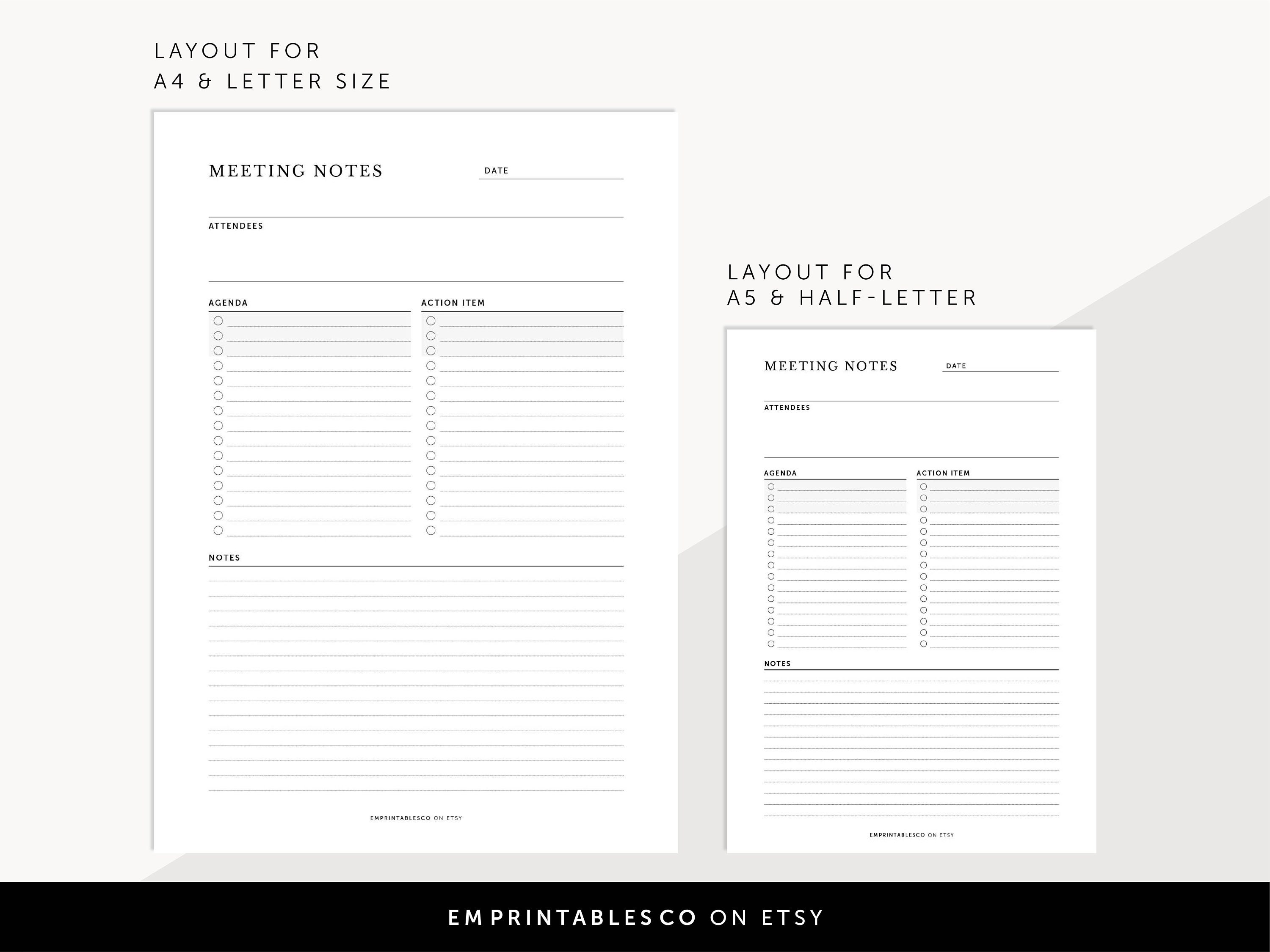Meeting Agenda Template, Action Plan, Meeting Notes Template, Meeting ...