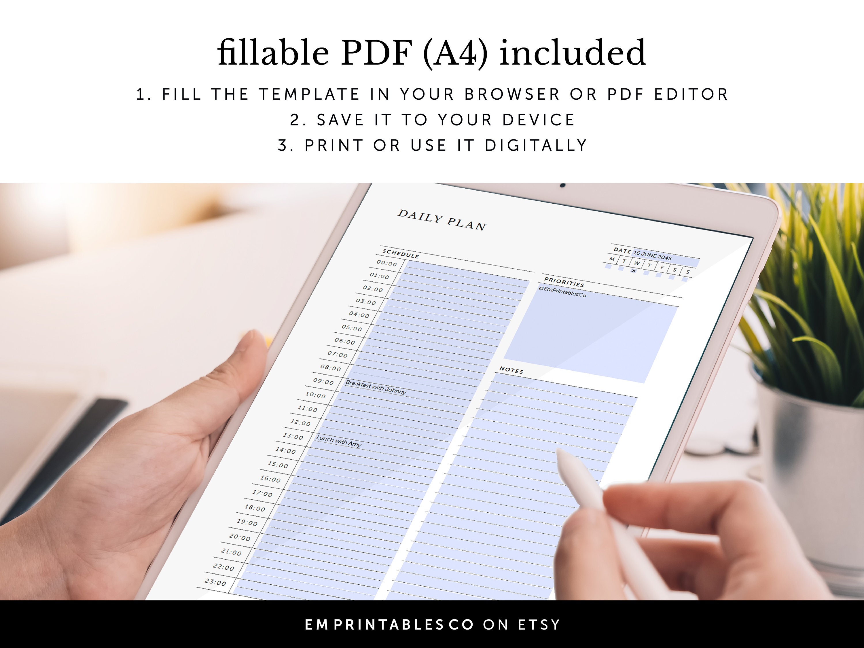24 Hour Daily Planner, 24-hour Time Format Daily Schedule, ADHD Daily ...