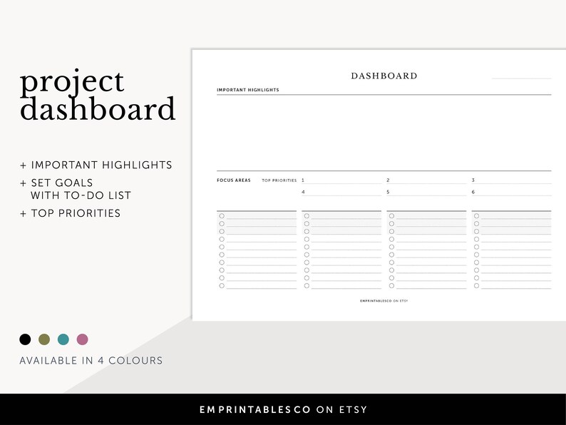 Project Overview, Project Planner, Agenda List, Goals Planner, Work ...