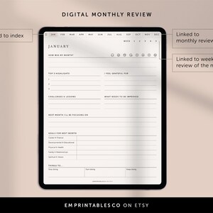 Digital Weekly Monthly Review, Digital Productivity Tracker, Goodnotes ...