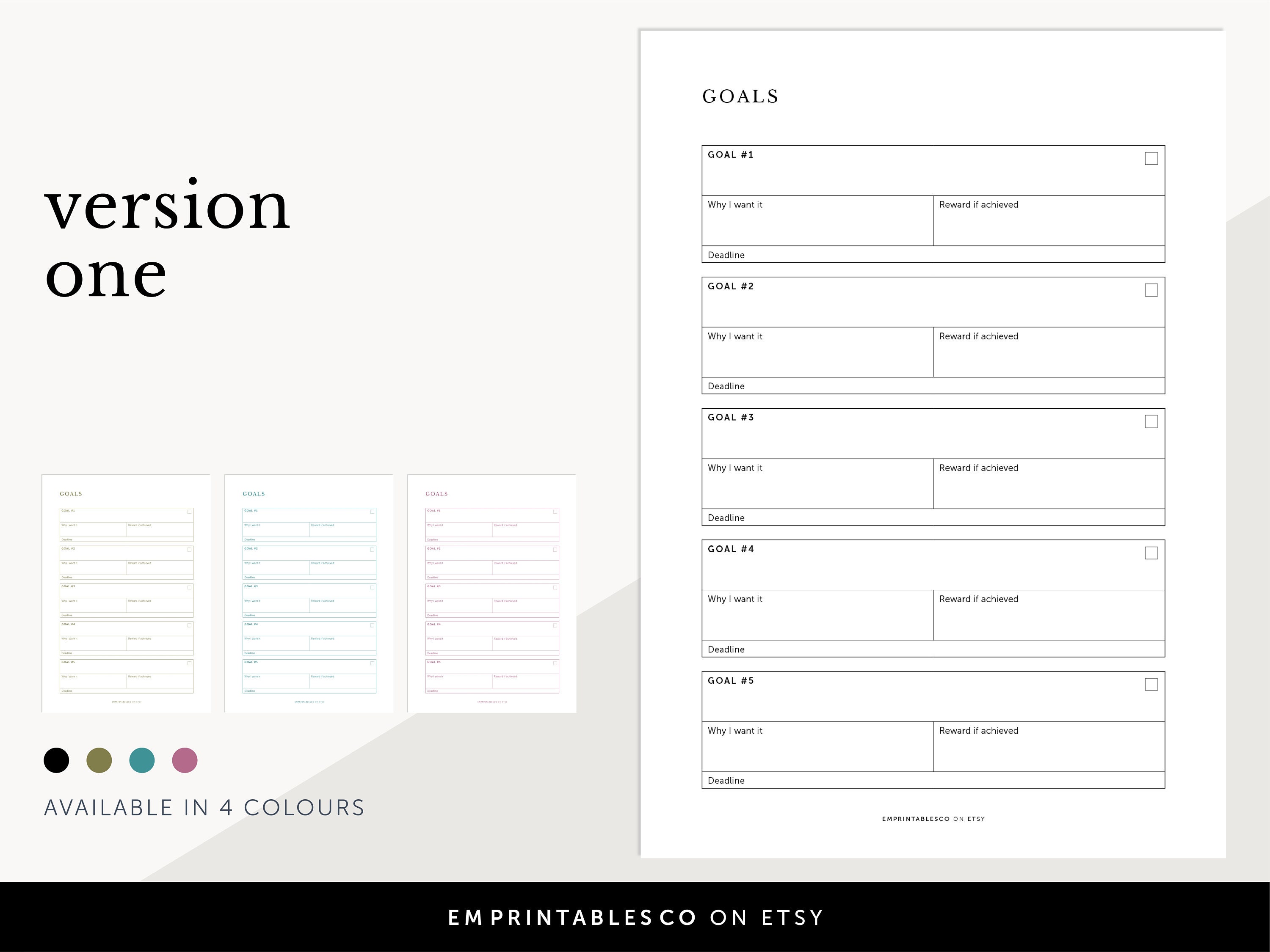 Goal Planner, Goal Setting Tool, Goals Template, Goals Overview ...