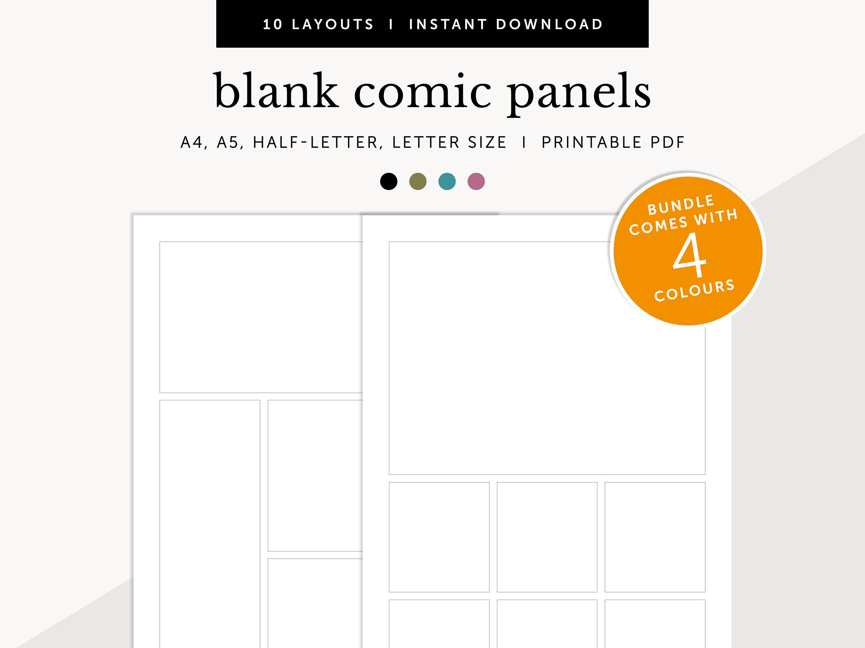 Blank Comic Book Template, 10 Comic Panel Layouts, Blank Drawing Book ...
