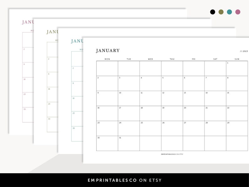 2023 Maandkalender 2023 Maandplanner 2023 Maandjournaal - Etsy België