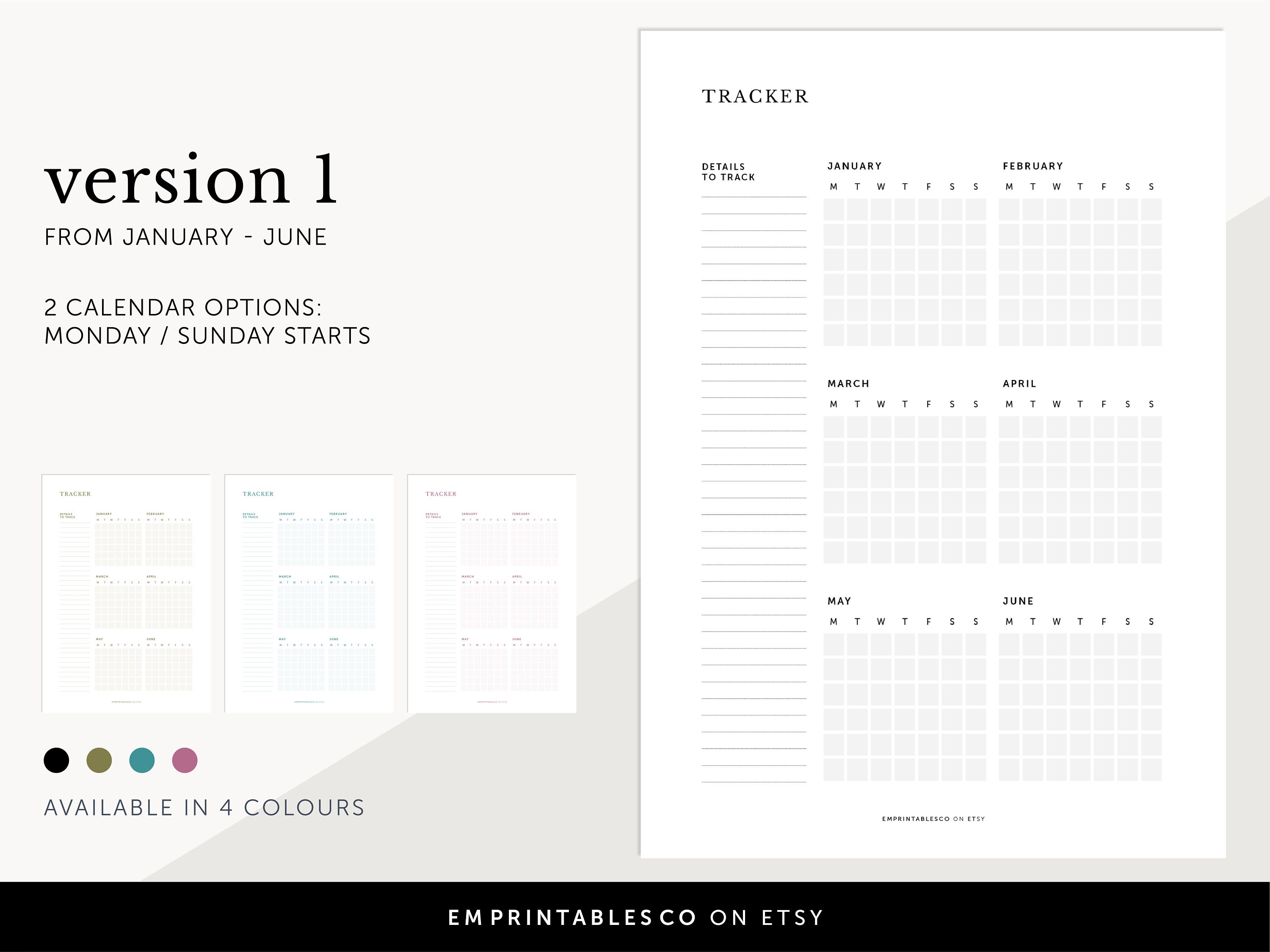 6-month Habit Tracker, Routine Tracker, Calendar Tracker, Monthly to Do ...