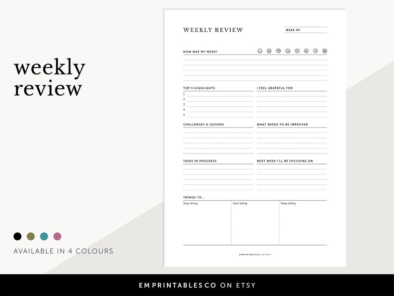 Daily Weekly Monthly Review, Weekly Review, Daily Reflections, Monthly ...