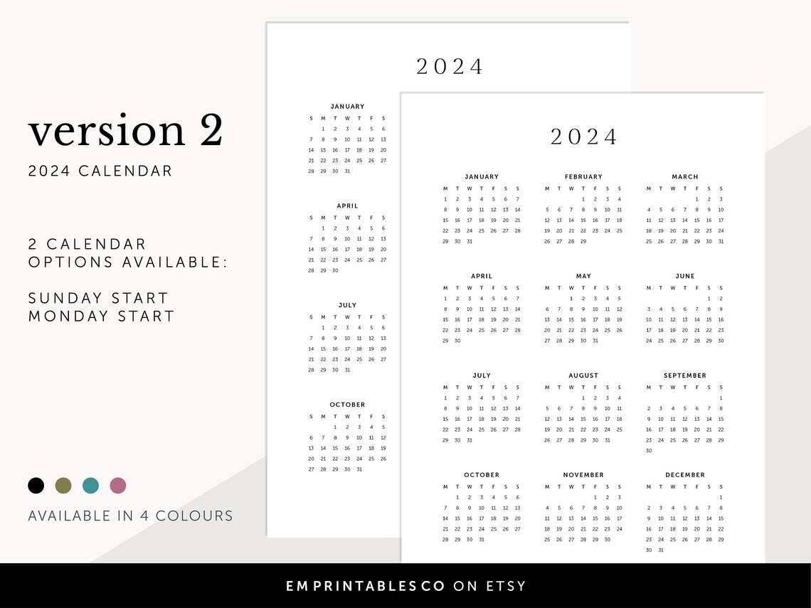 2024 Calendar, 2024 Wall Calendar, 2024 Desk Calendar, 2024 Planner ...