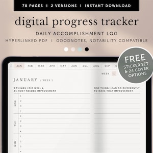 Digital Weekly Accomplishment Tracker, Daily Progress Log, Milestone ...