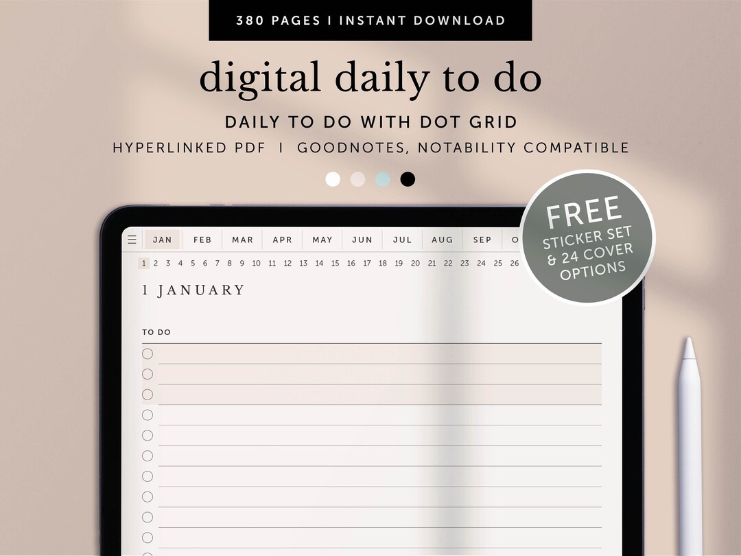 Digital Daily to Do List, Daily Planner, Daily Checklist With Dot Grid ...