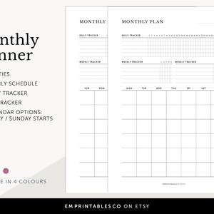 Daily Weekly Tracker, Monthly Planner, Monthly Schedule, 30 Day Tracker ...