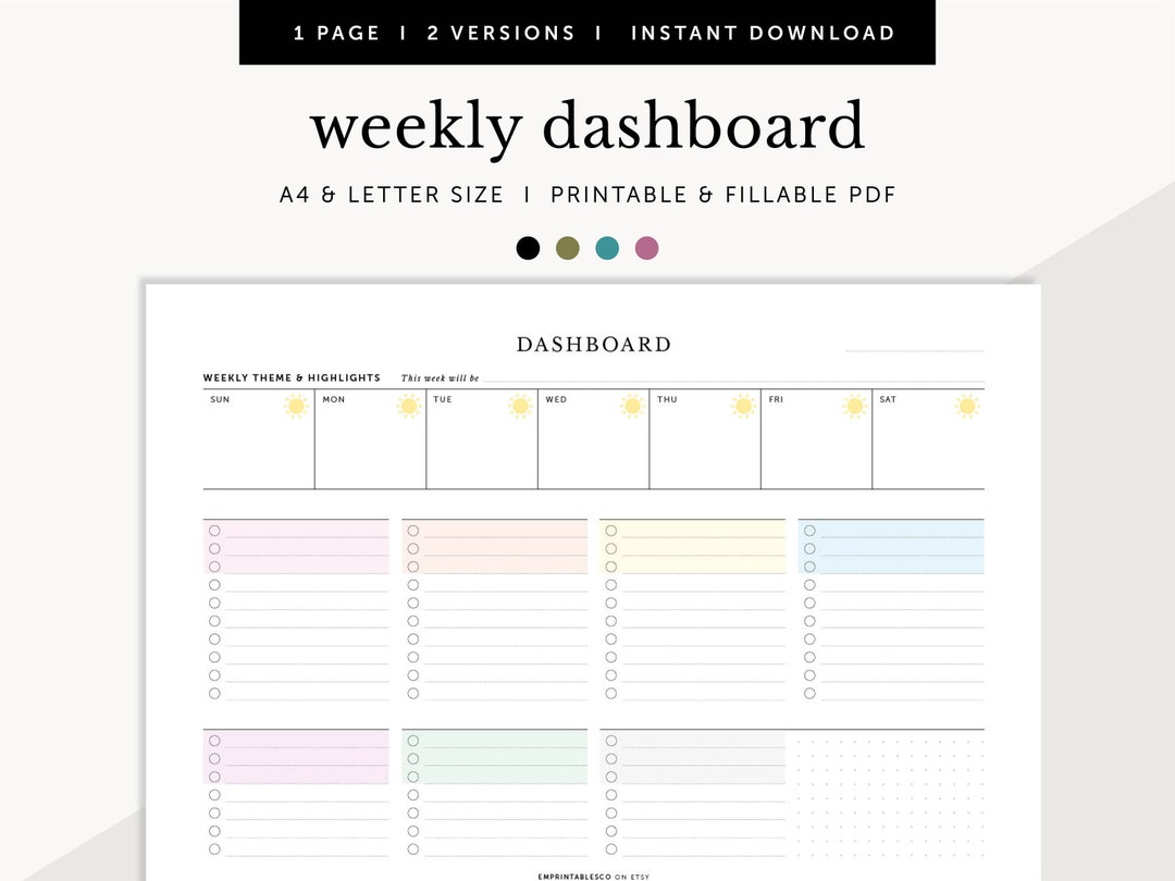 Kids Weekly Dashboard Overview, Fun Weekly Planner, Children Weekly ...