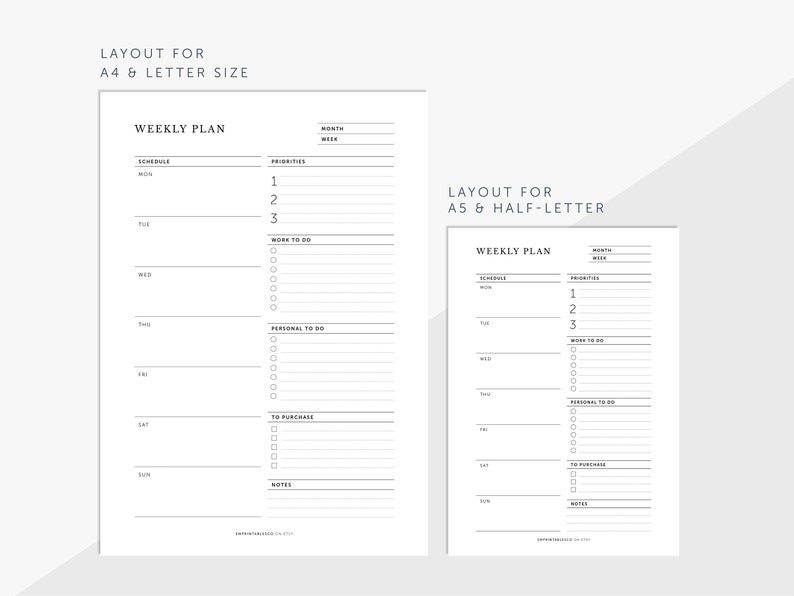 Work From Home Weekly Planner, Printable Organizer, Planner Set ...