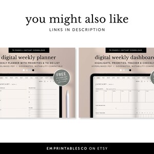 Digital Weekly Monthly Review, Digital Productivity Tracker, Goodnotes ...