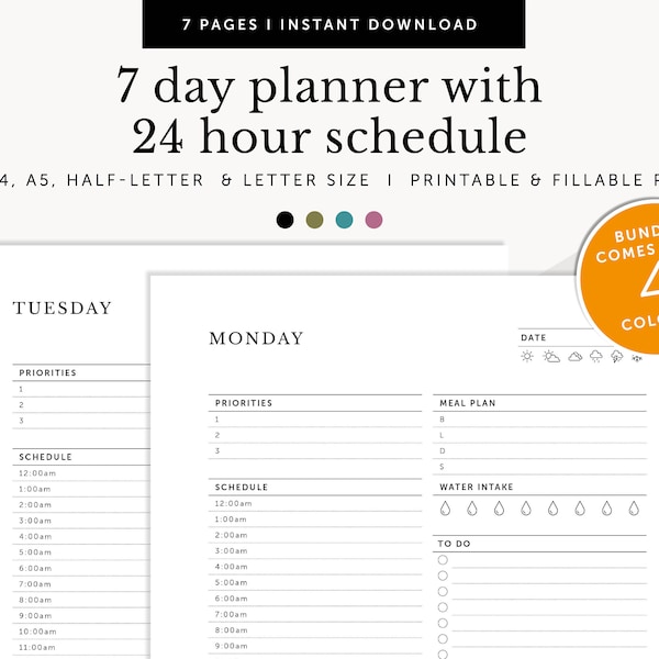24hr Day Schedule - Etsy