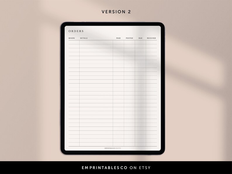 Digital Order Tracker Template, Shipping Tracker, 1-page Order Planner ...
