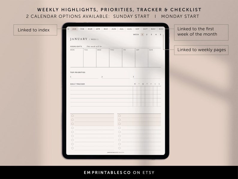 Digital Weekly Dashboard, Digital Weekly Project Overview, Goodnotes ...