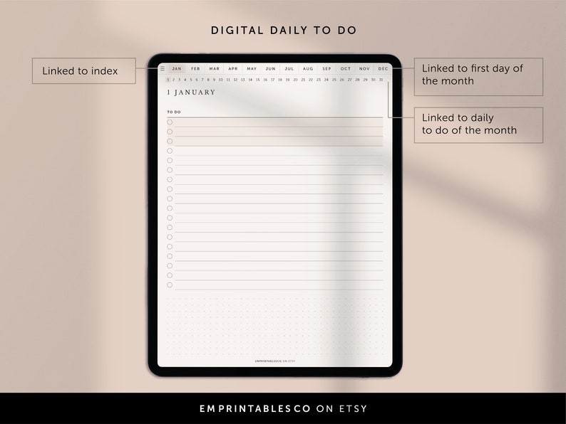Digital Daily to Do List, Daily Planner, Daily Checklist With Dot Grid ...