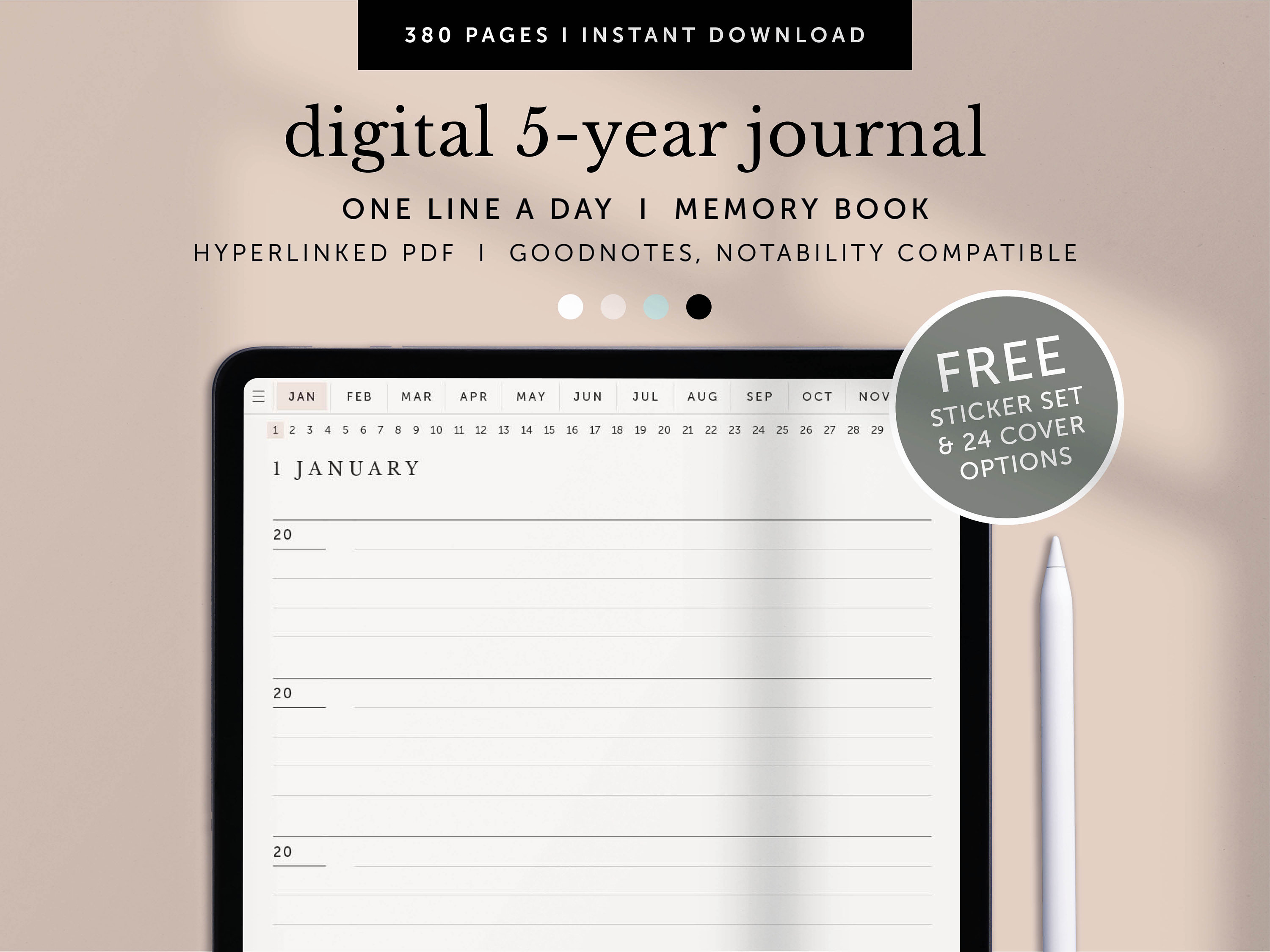 Digital 5-year Journal & Memory Book, One Line a Day, 5 Year Daily ...