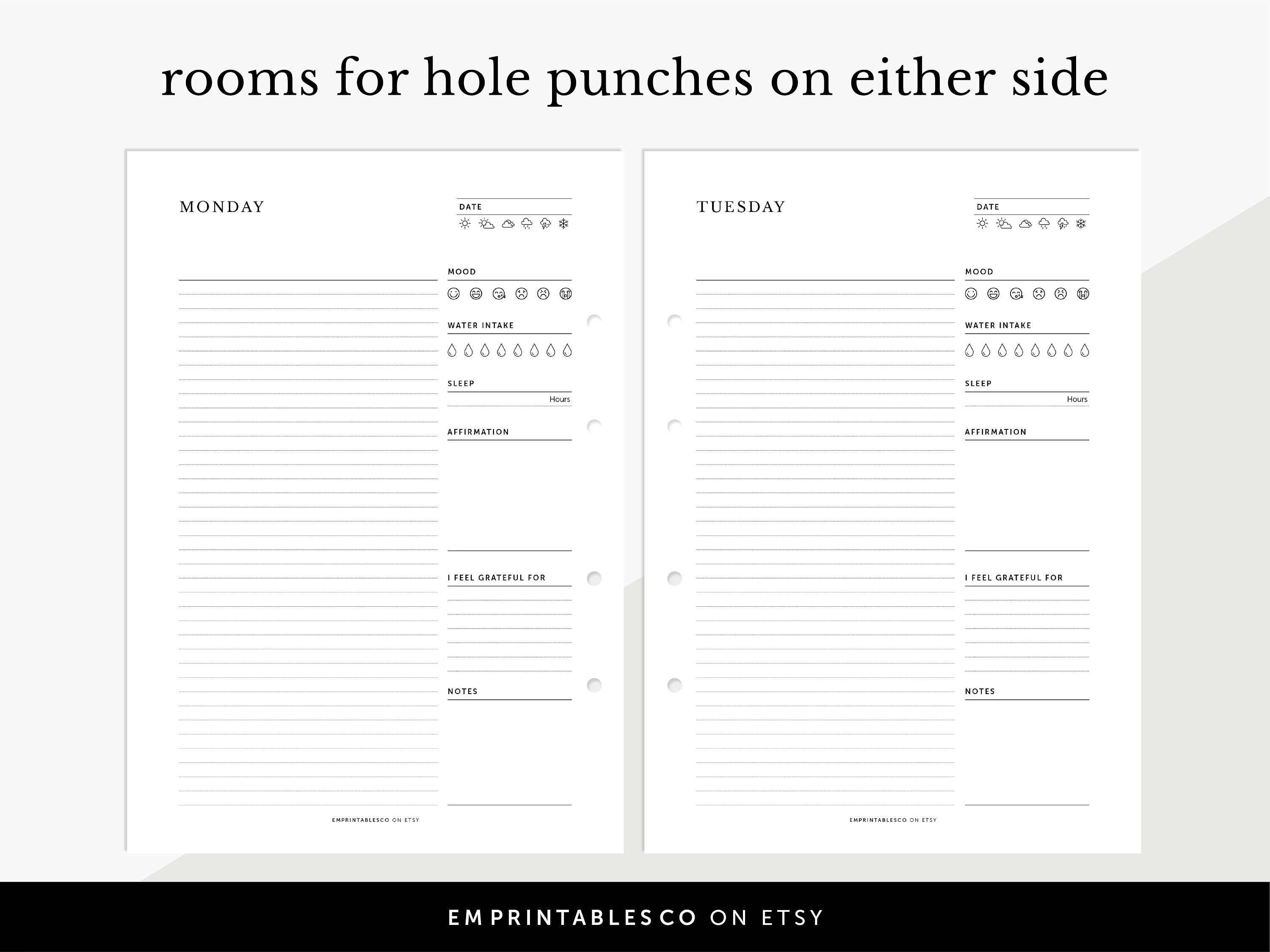 Daily Journal, Daily Diary, 7-day Daily Notes, Daily Mood Tracker ...