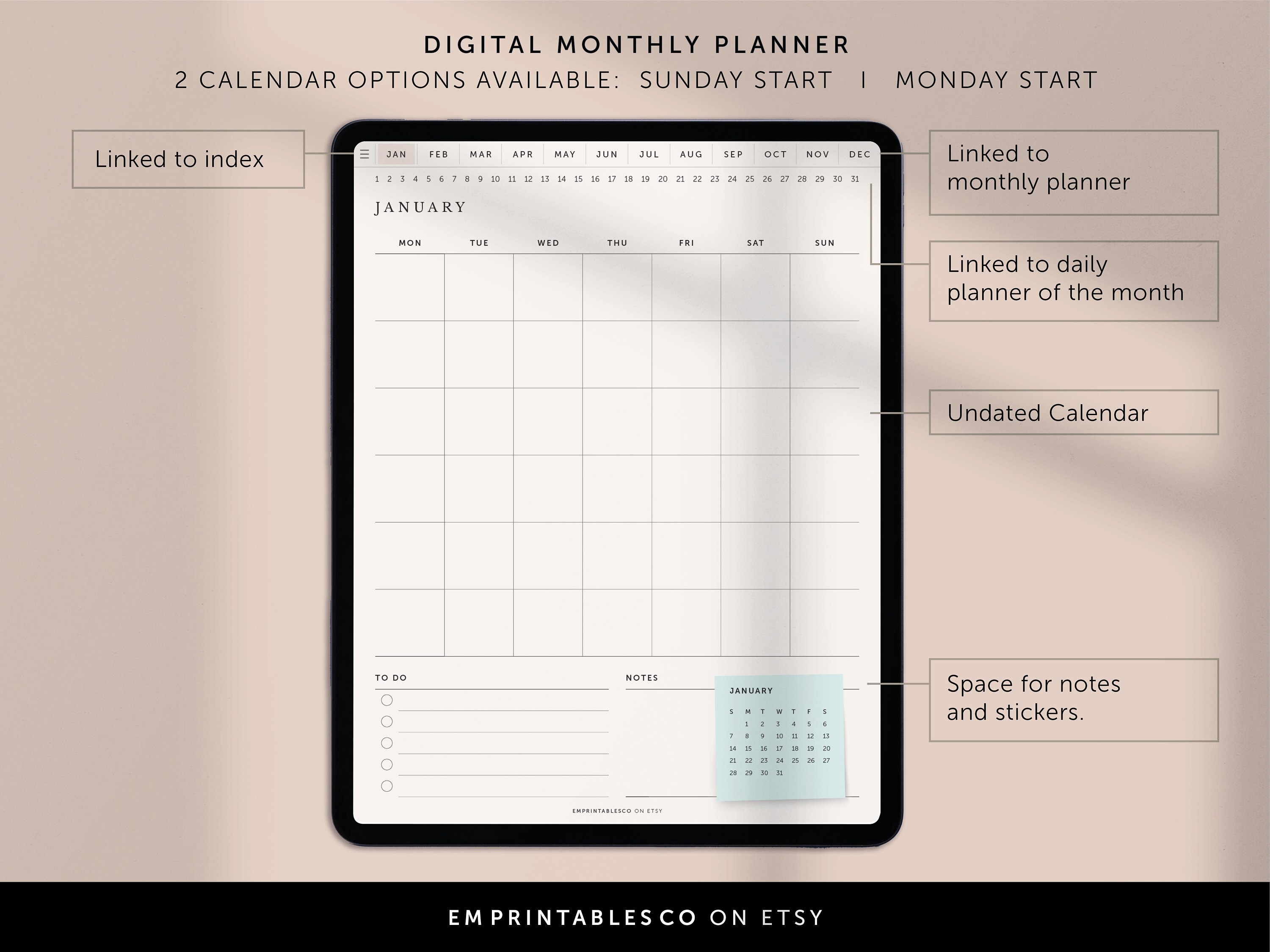Digital Daily to Do Planner, Digital Monthly Planner, to Do List ...
