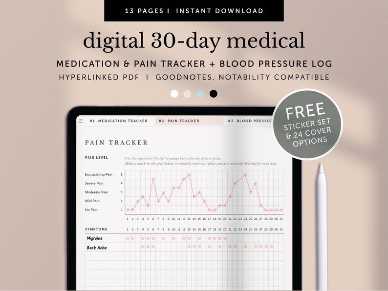 Digital 30-day Medical Planner, Health Logbook, Medication Tracker ...