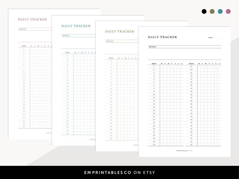 52 Week Daily Tracker, Year Habit Tracker, Routine Checklist, to Do ...